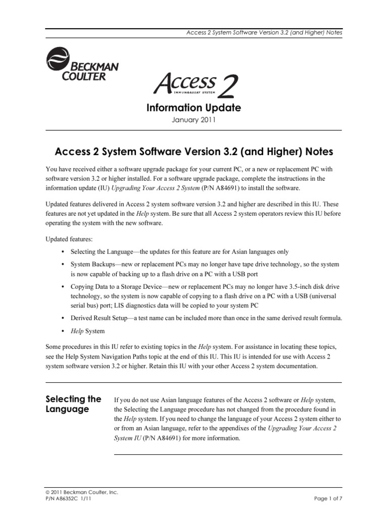 Access 2 System Software 3.2 Update Guide | PDF | Usb Flash Drive | Backup