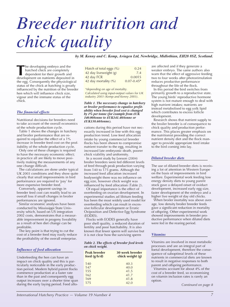 Breeder Nutrition Impact on Chick Quality | PDF | Vitamin | Vitamin E