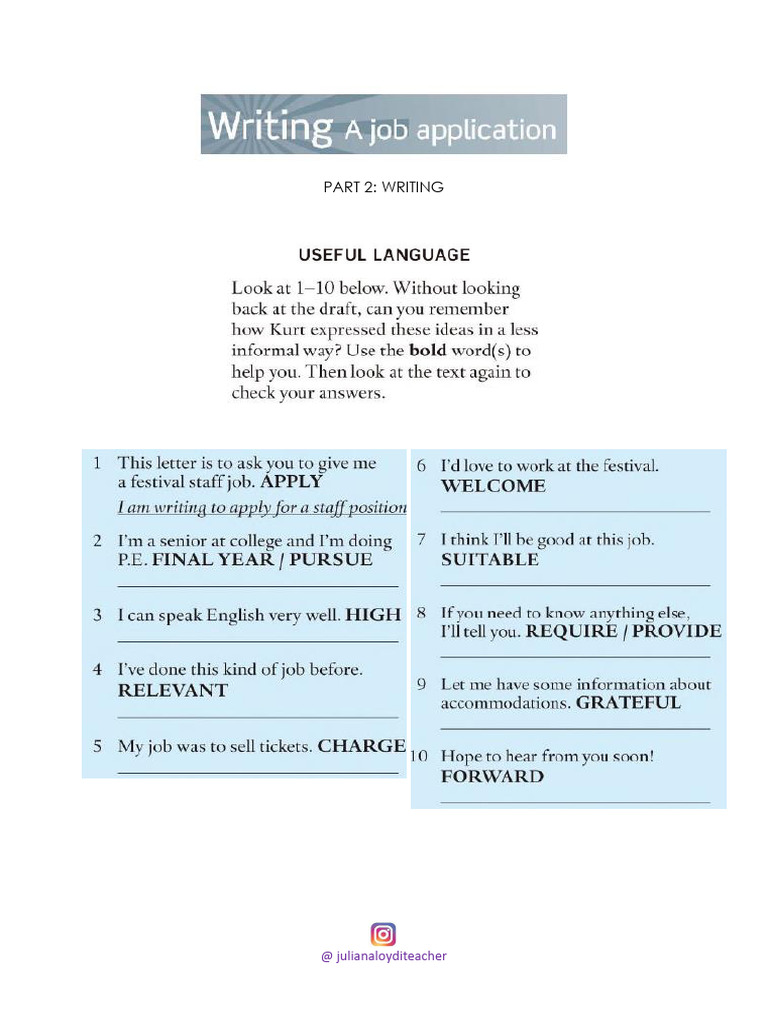 Writing Applying For A Job | PDF