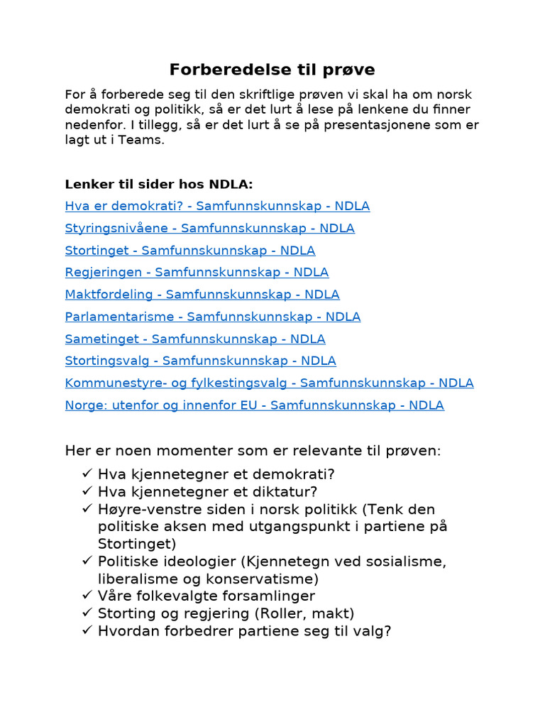 Forberedelse Til Prøve | PDF