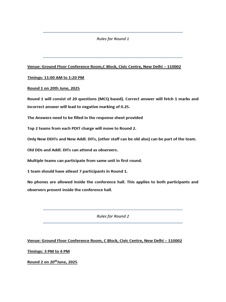 Round 2 Competition Rules Overview | PDF