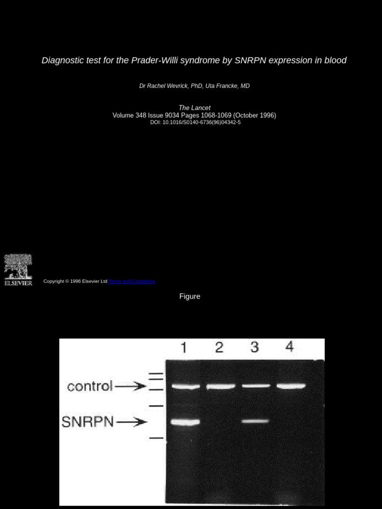 Diagnostic Test For The Prader-Willi Syndrome by SNRPN Expression in ...