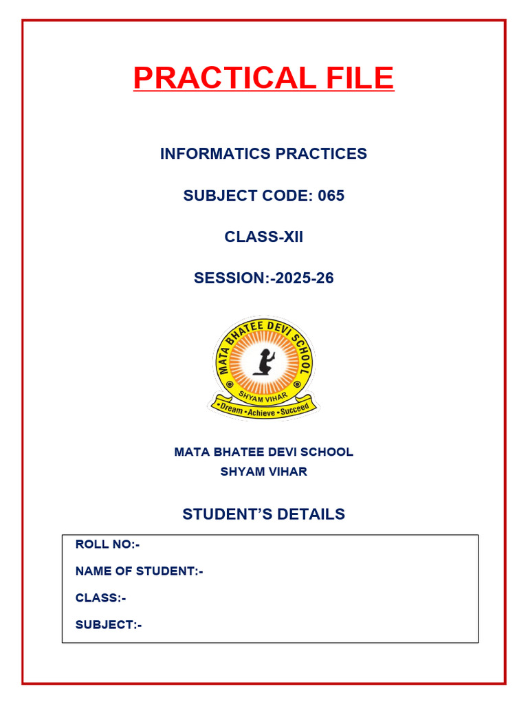 Informatics Practices Class XII File | PDF