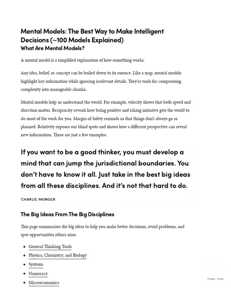 Mental Models - The Best Way To Make Intelligent Decisions ( 100 Models ...