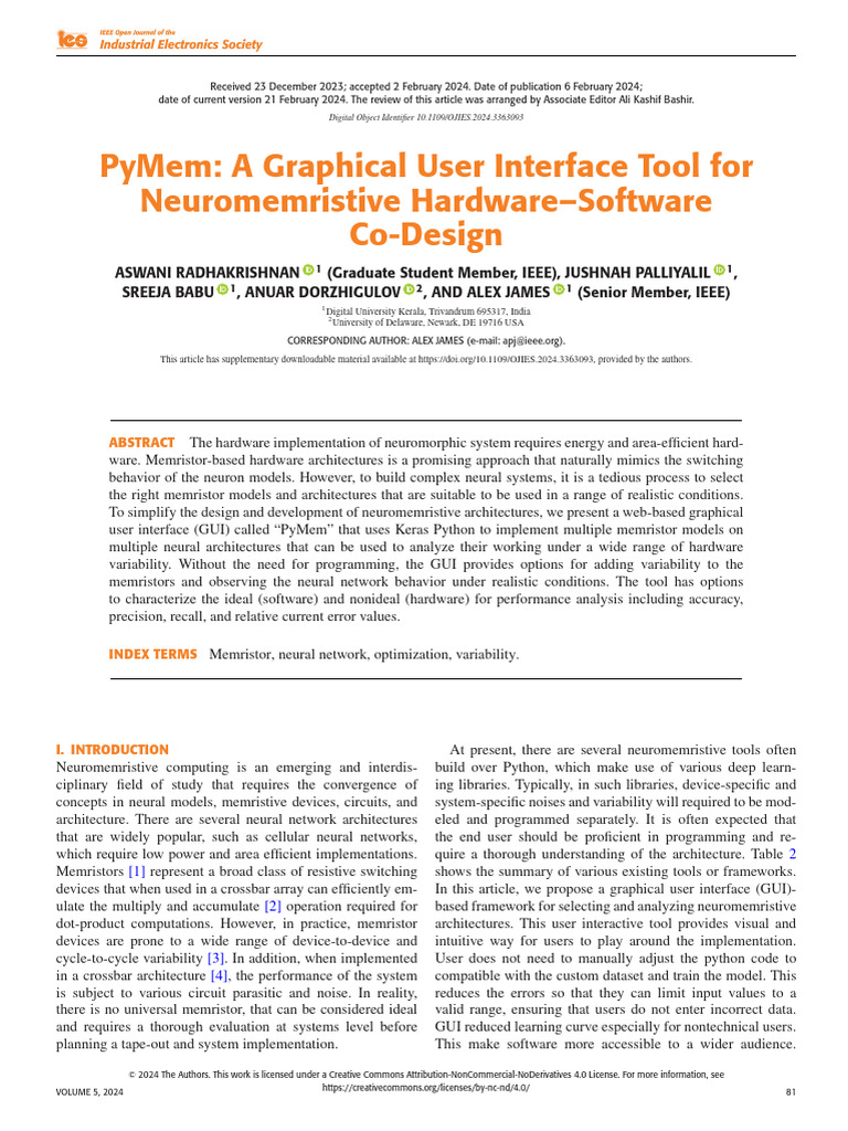PyMem A Graphical User Interface Tool For Neuromemristive HardwareSoftware Co-Design | PDF ...