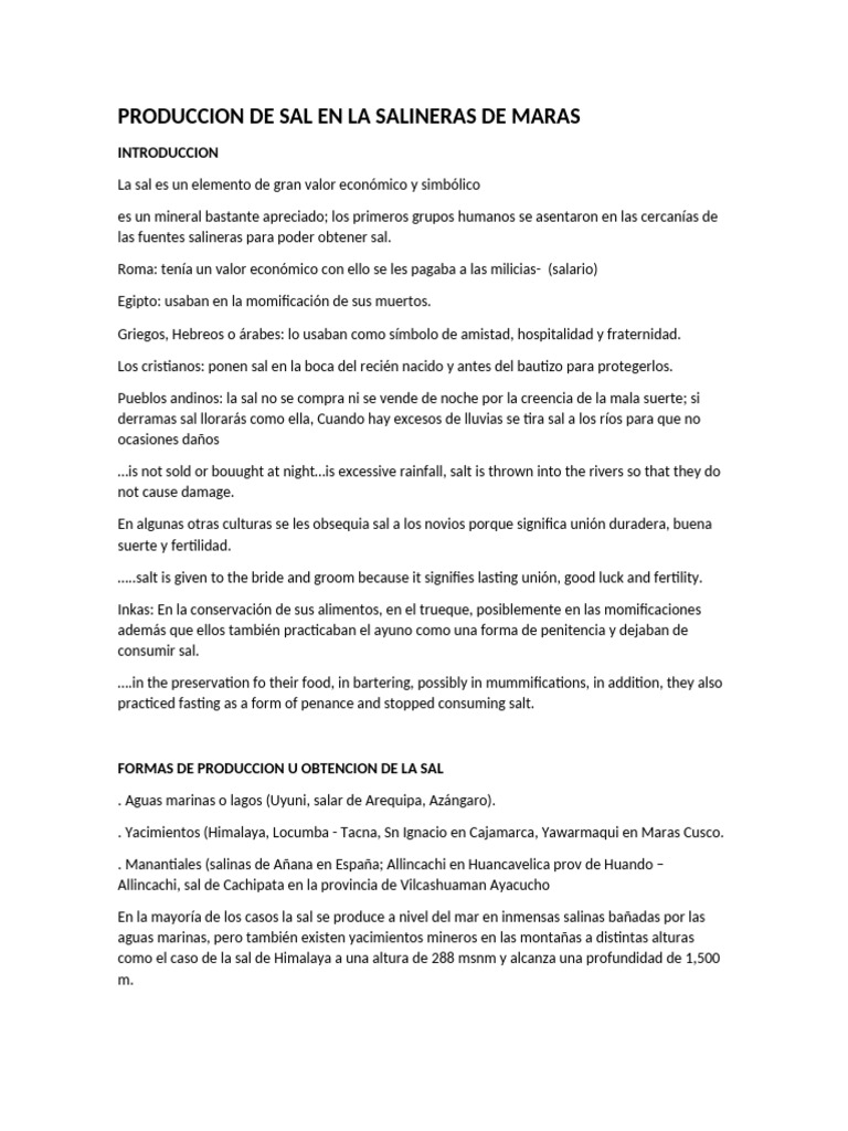 Salineras de Maras | PDF | sal