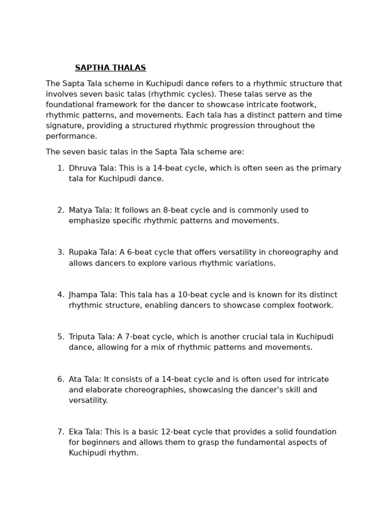 Understanding Sapta Talas in Kuchipudi | PDF
