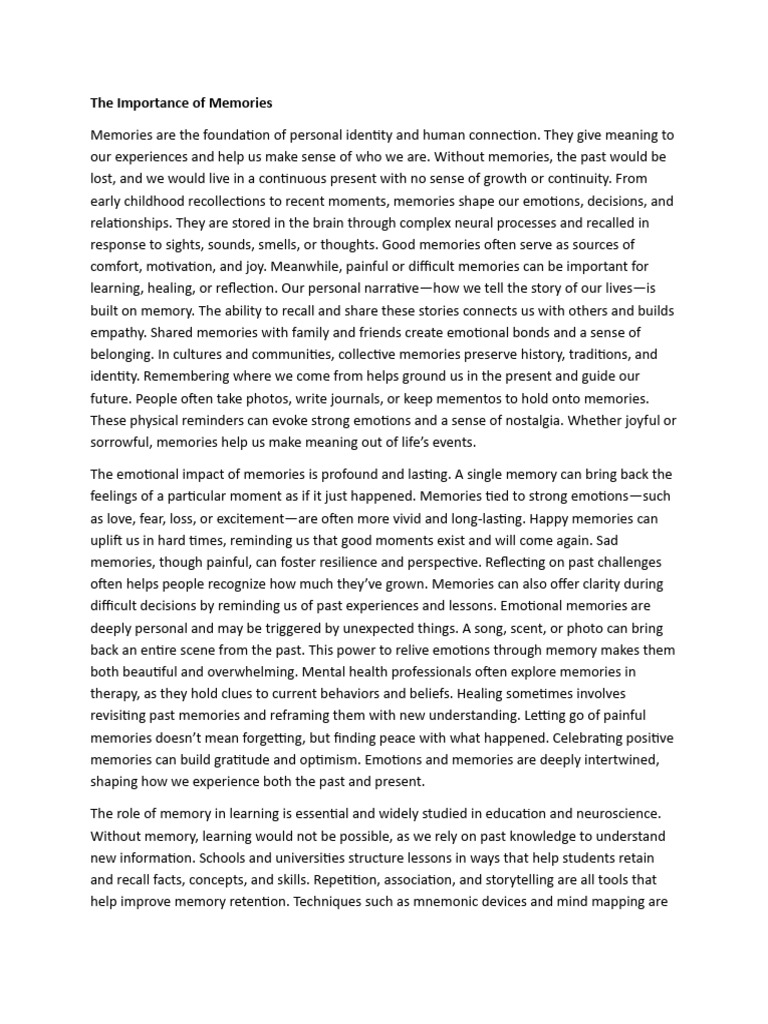 The Significance of Memories | PDF | Memory | Learning