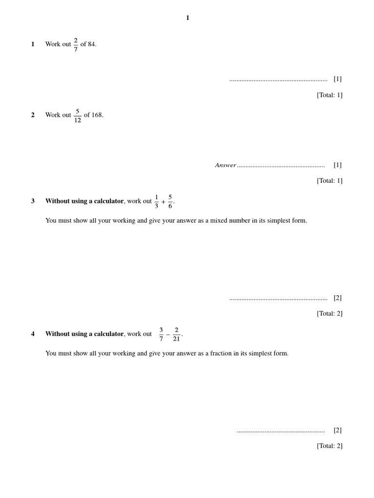 Addition and Subtraction of Fractions | PDF | Discrete Mathematics ...