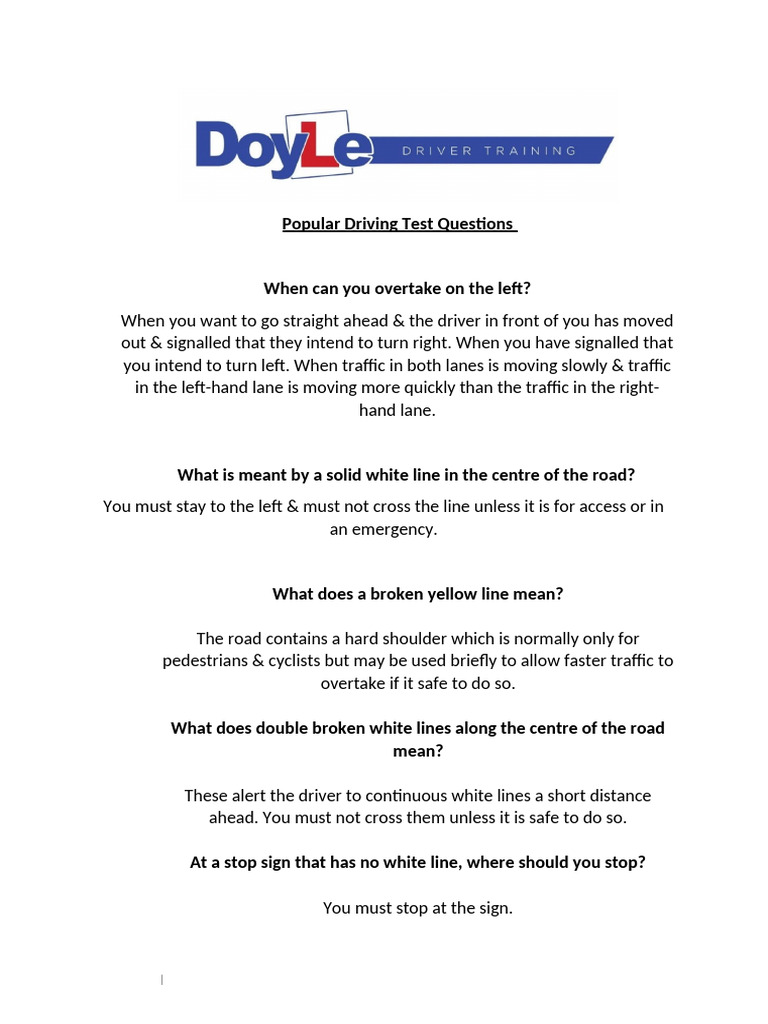 Driving Test FAQs and Road Rules | PDF | Traffic | Traffic Light