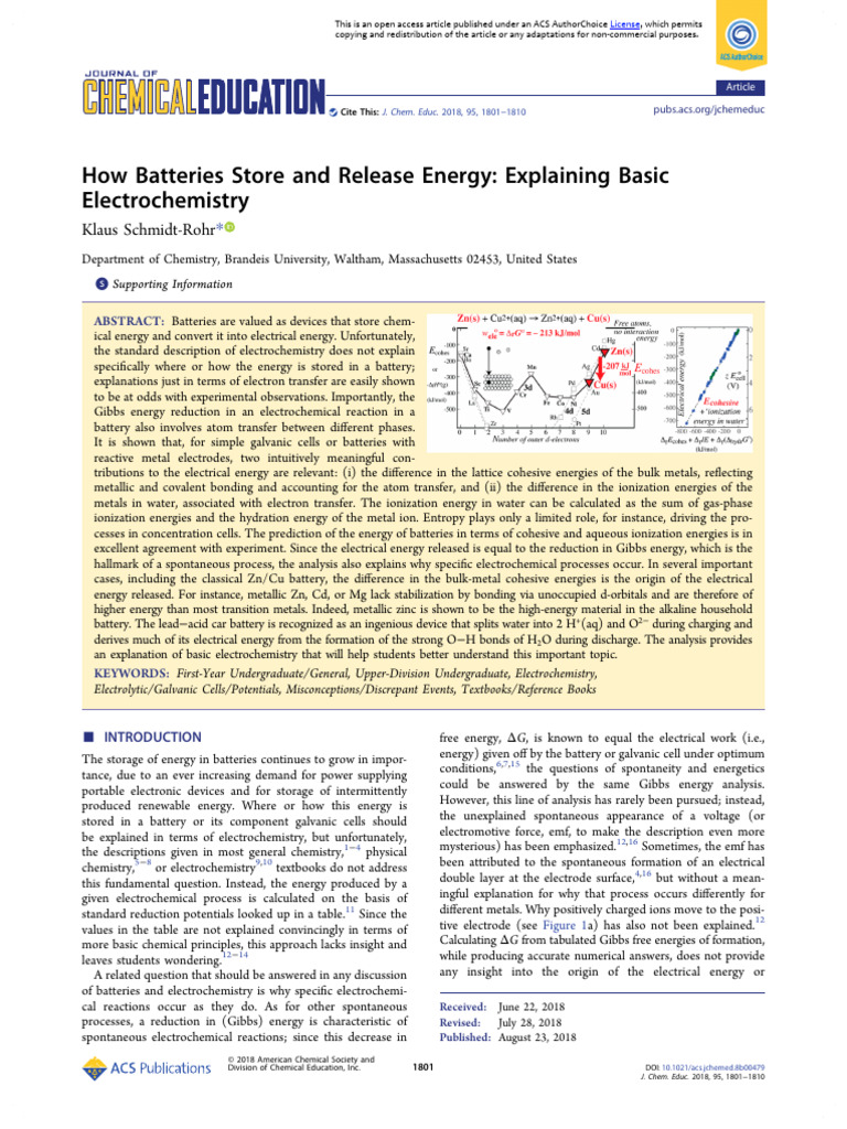 Schmidt Rohr 2018 How Batteries Store and Release Energy Explaining ...