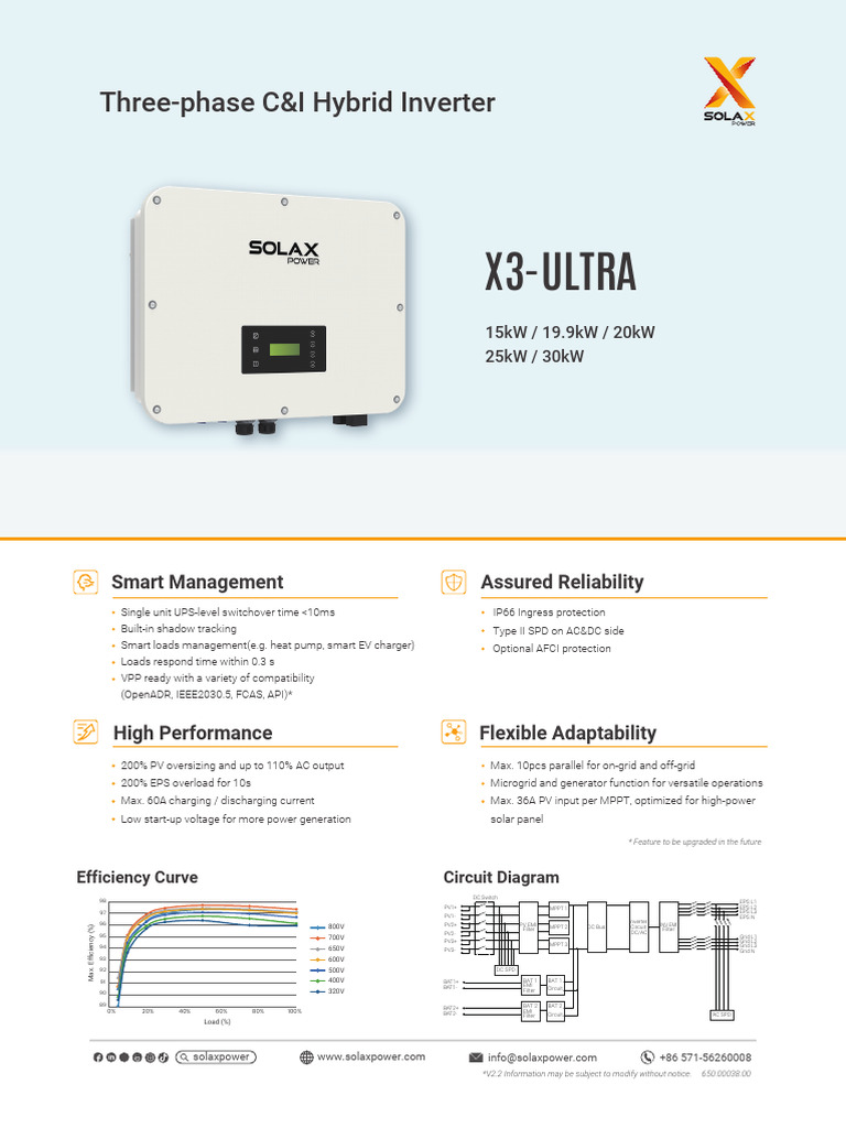 Solax X3 Ultra Inverter Datasheet | PDF | Electrical Engineering ...