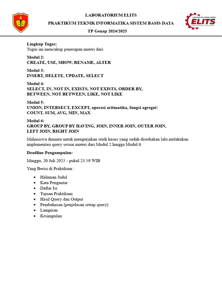 Kelas Karyawan P2K - Praktikum Basis Data | PDF