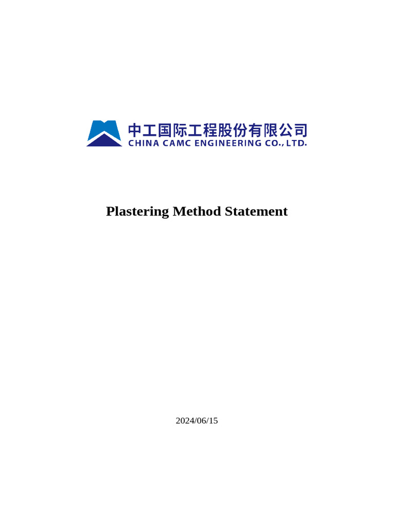 Plastering Method Statement6.15 | PDF | Concrete | Plaster