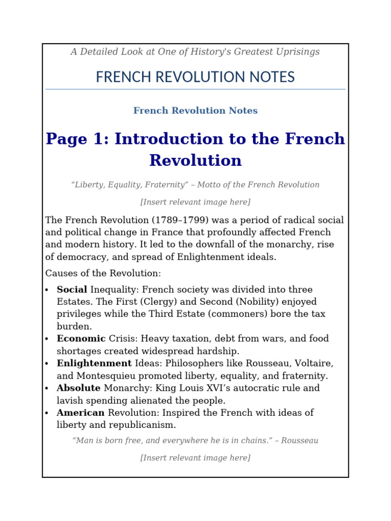 French Revolution Overview and Notes | PDF | Reign Of Terror ...