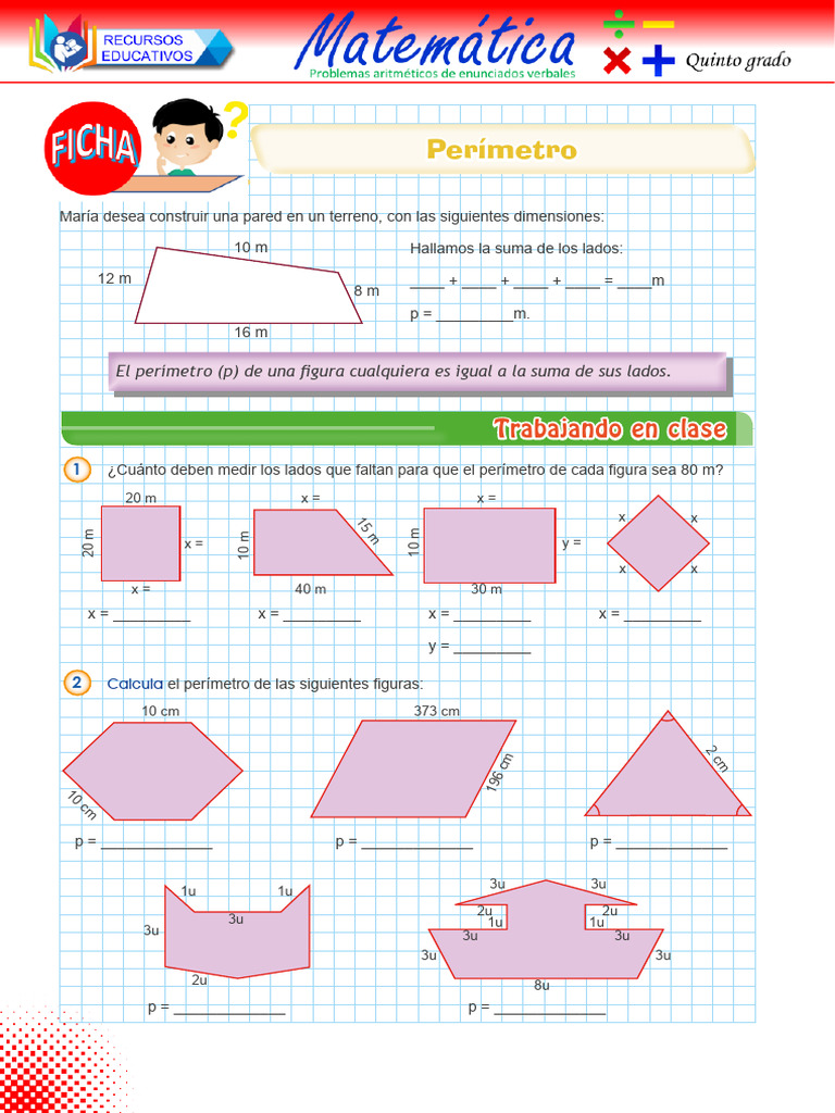 Problemas de Perímetro para Primaria | PDF | Geometría Elemental ...