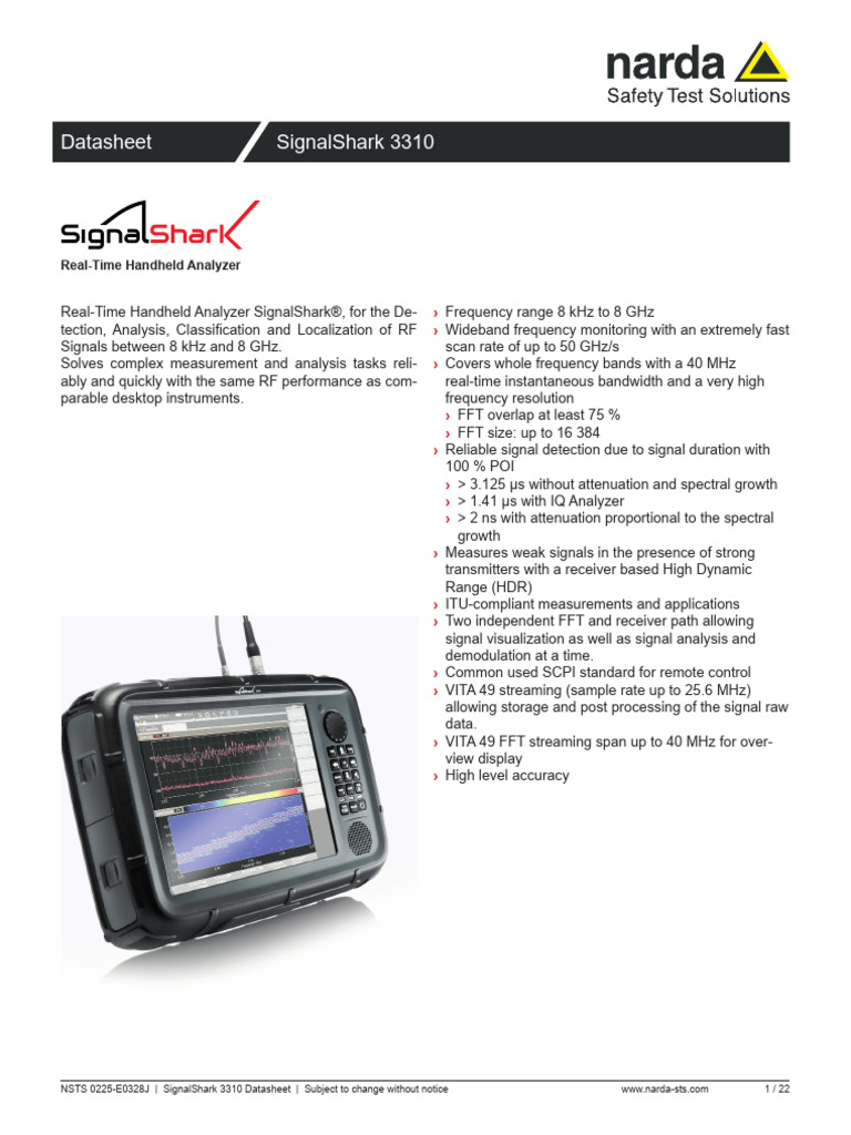 Datasheet SignalShark 3310 Handheld-123 | PDF | Hertz | Computer ...