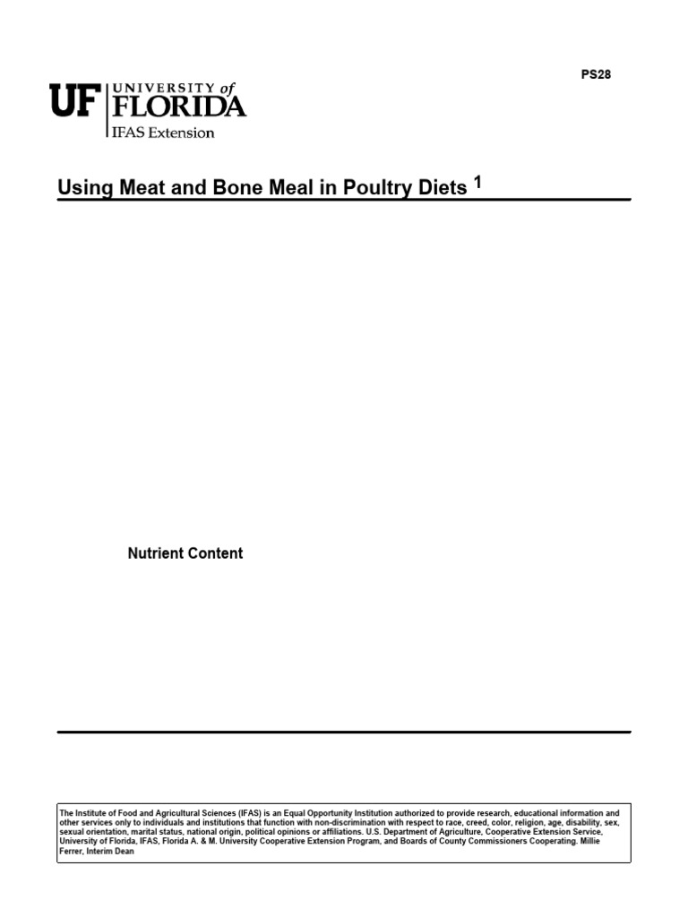 Using Bone and Meat Meal Id Poultry Diet | PDF | Meat | Diet (Nutrition)