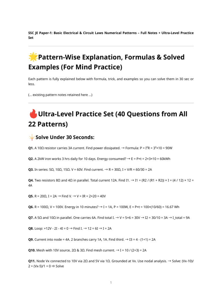 Basic Electrical Patterns | PDF | Series And Parallel Circuits | Power ...