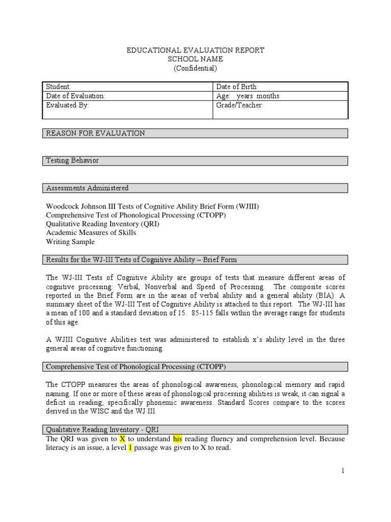Dyslexia Report Template | PDF | Dyslexia | Reading (Process)