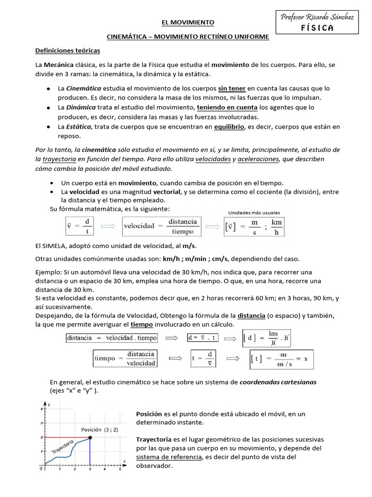 Cinemática - M.R.U. - Teoría | PDF | Cinemática | Velocidad