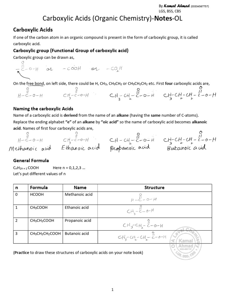 Organic Chemistry Carboxylic Acids OL Notes | PDF | Chemical Reactions ...