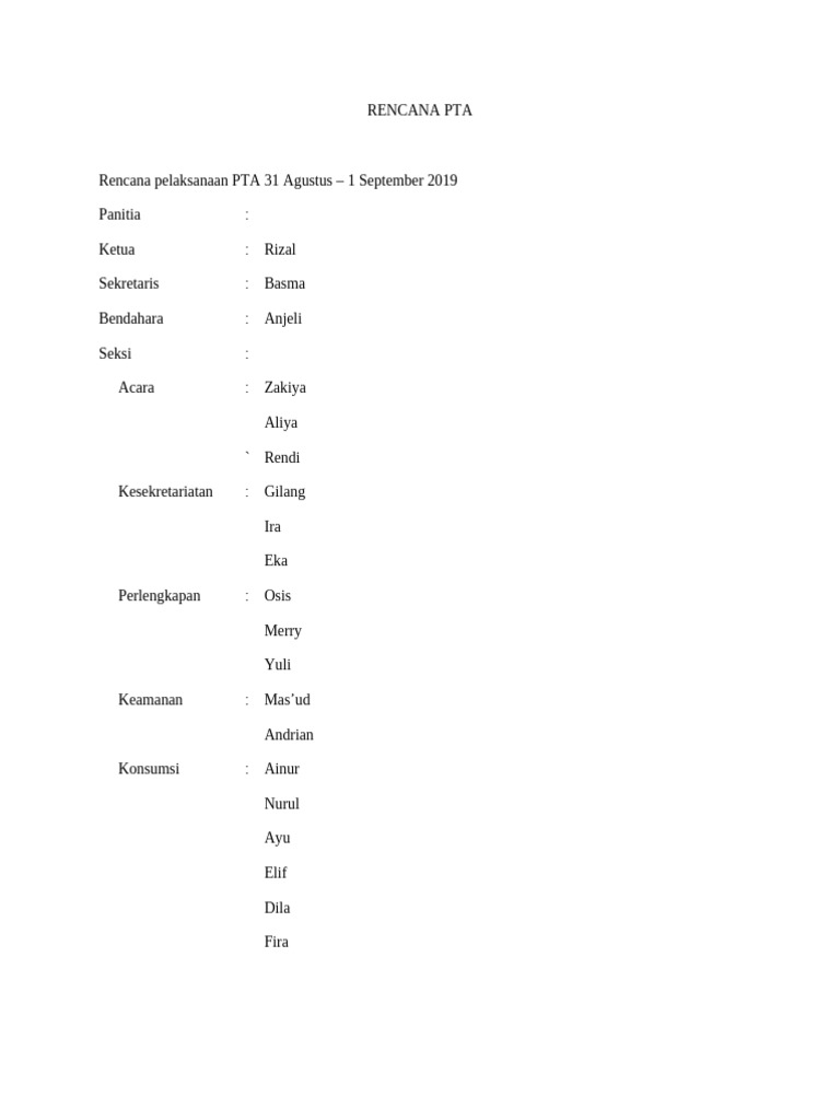 Rencana Pta | PDF