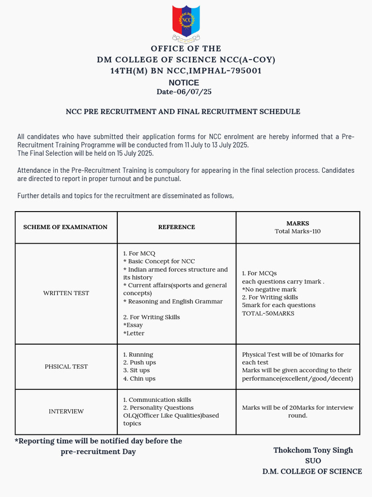 NCC Notice2025 | PDF