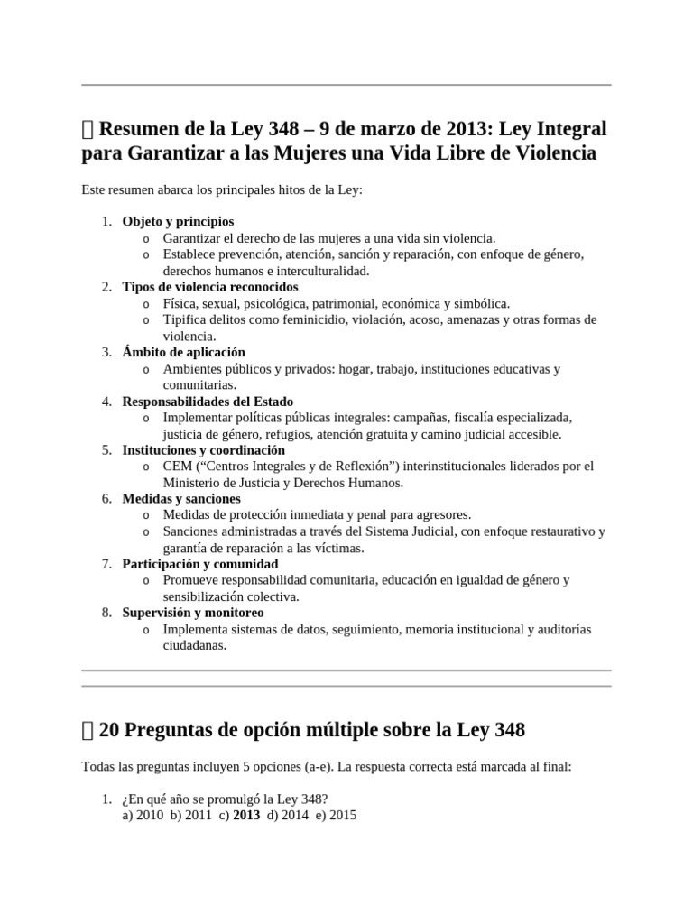 Ley 348 | PDF | Violencia | Acoso sexual