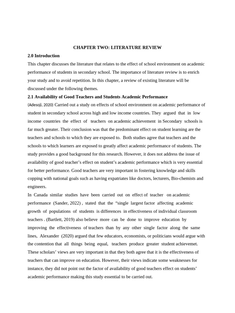 ANNA'S RESEARCH REPORT Chapter Two-2 | PDF | Teachers | Learning
