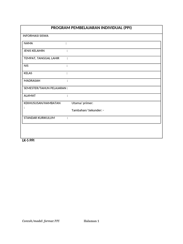 Contoh Format PPI | PDF