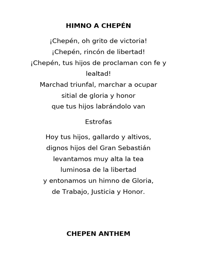 Himno a Chepén: Gloria y Libertad | PDF