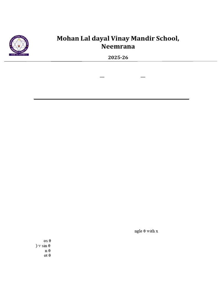 Class 11 Physics Worksheet Motion in A Plane | PDF | Acceleration | Euclidean Vector