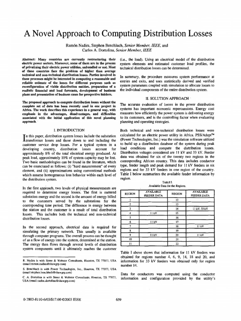 A Novel Approach To Computing Distribution Losses | PDF | Electric Power Distribution | Transformer