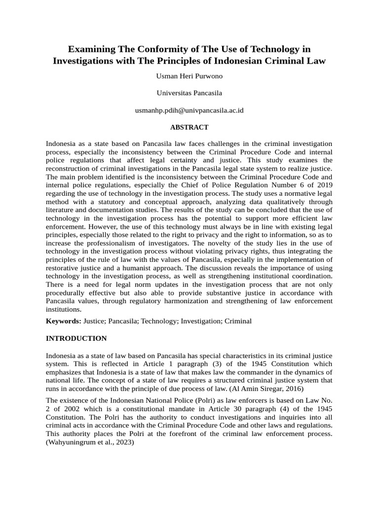 Examining The Conformity of The Use of Technology in Investigations ...