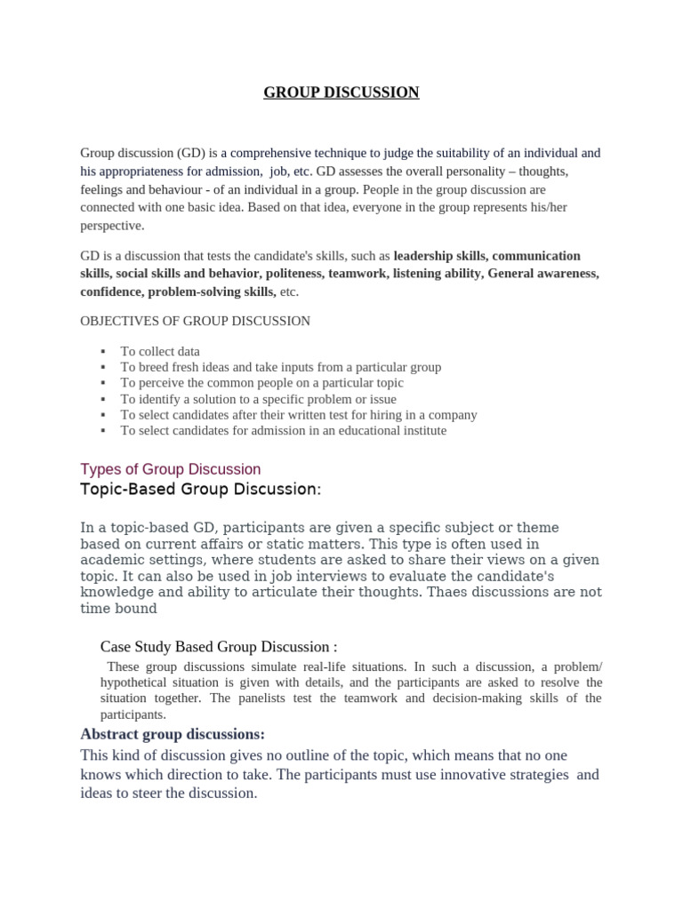 Group Discussion | PDF