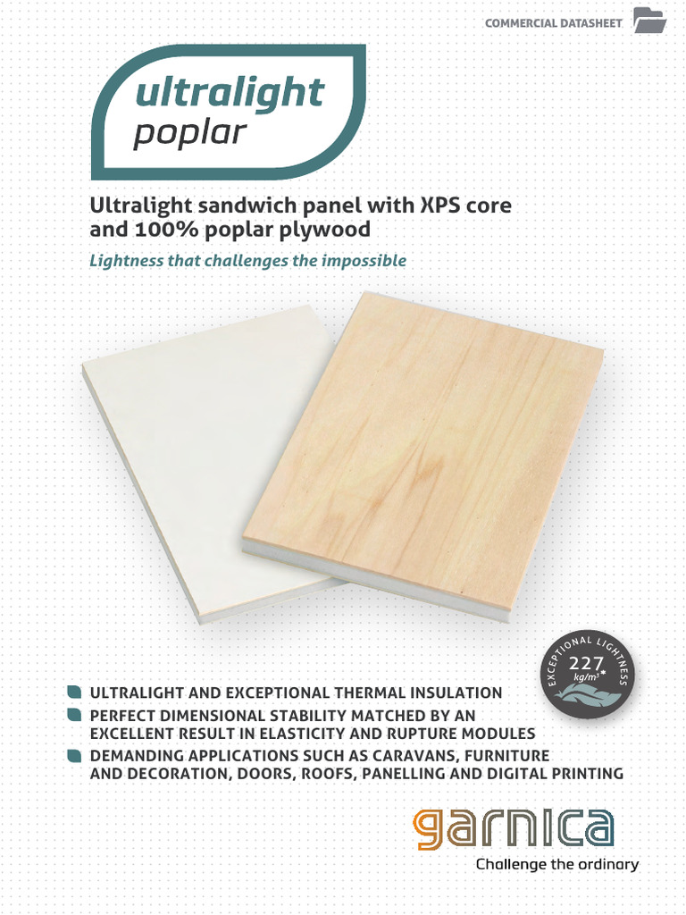EN - Ultralight Poplar - Datasheet | PDF | Plywood | Polystyrene