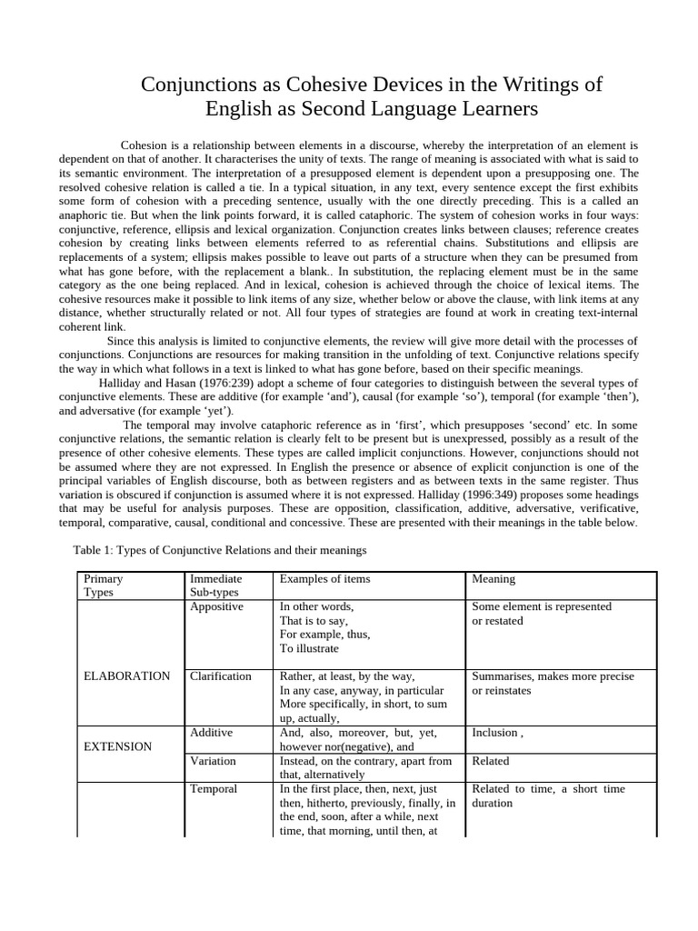 Conjunctions As Cohesive Devices in The Writings o | PDF | Semantics ...