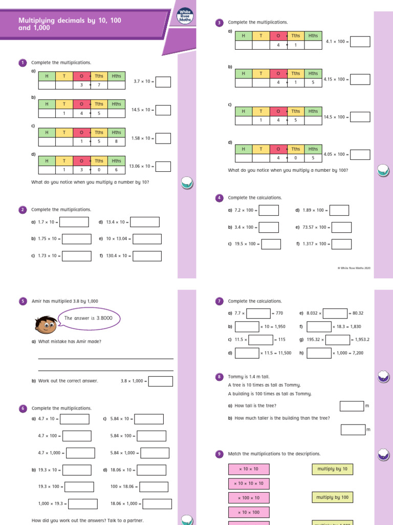 Lesson 3 Multiplying Decimals by 10 100 and 1000 | PDF | Multiplication ...