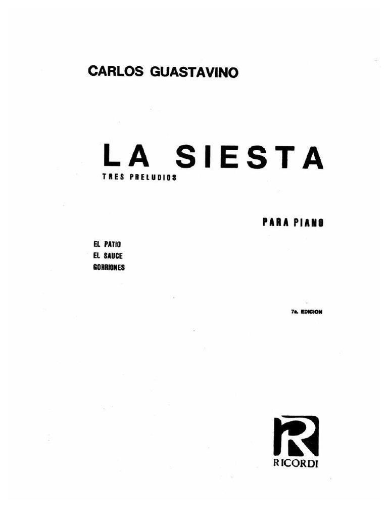 Edoc - Pub Guastavino La Siesta 3 Preludes For Piano | PDF