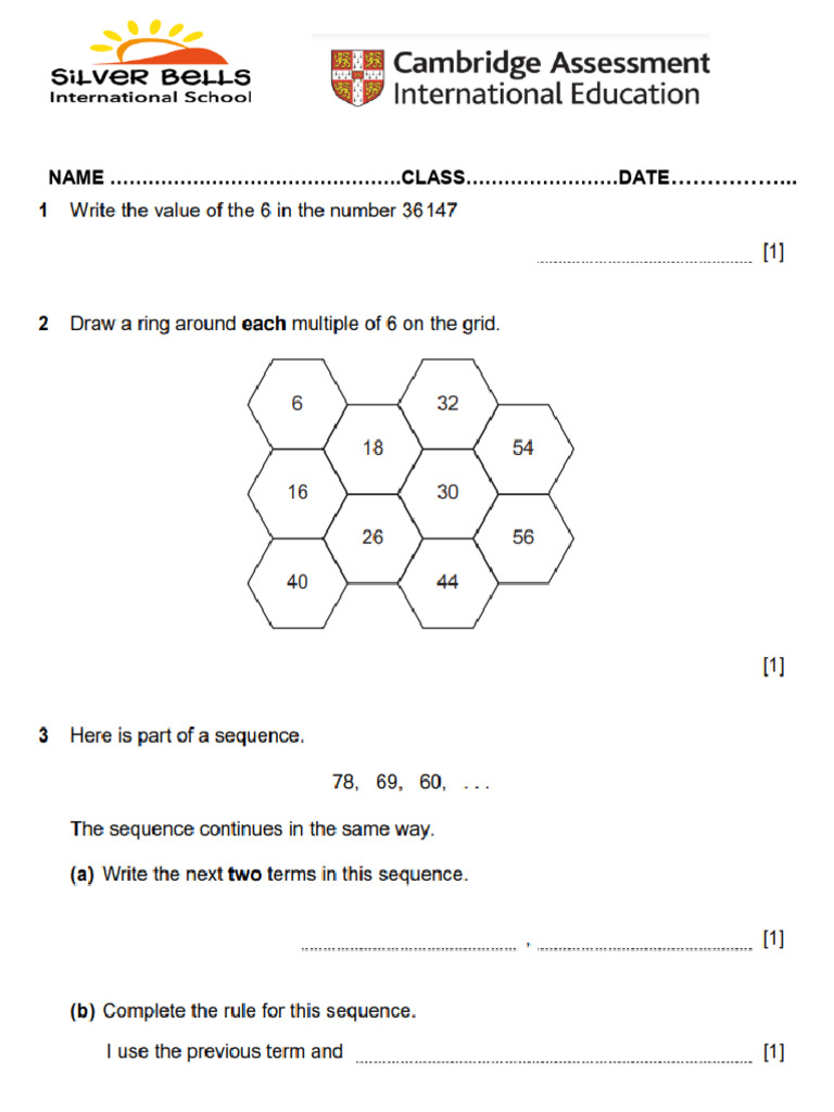 MATH Worksheet | PDF