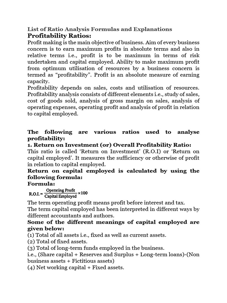 Ratio Analysis Formulas Explained | PDF | Equity (Finance) | Leverage ...