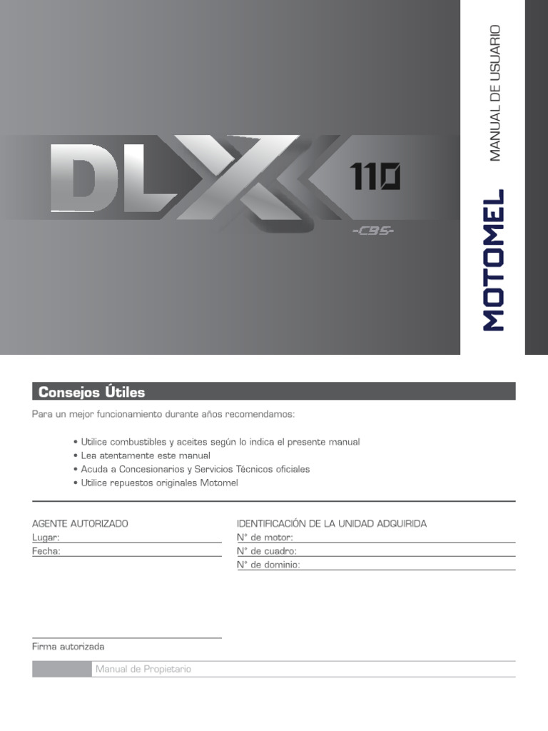 Manual Motomel DLX 110: Características y Uso | PDF | Transmisión ...