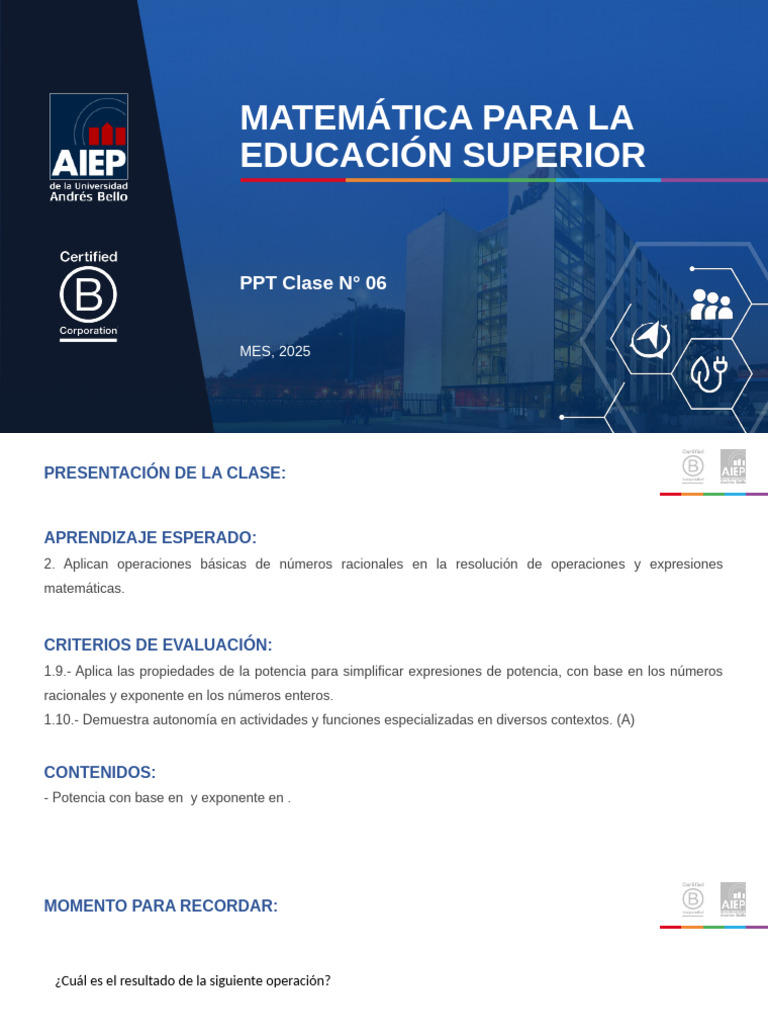 Clase N06 MES 2025 9S | PDF | Exponenciación | Multiplicación