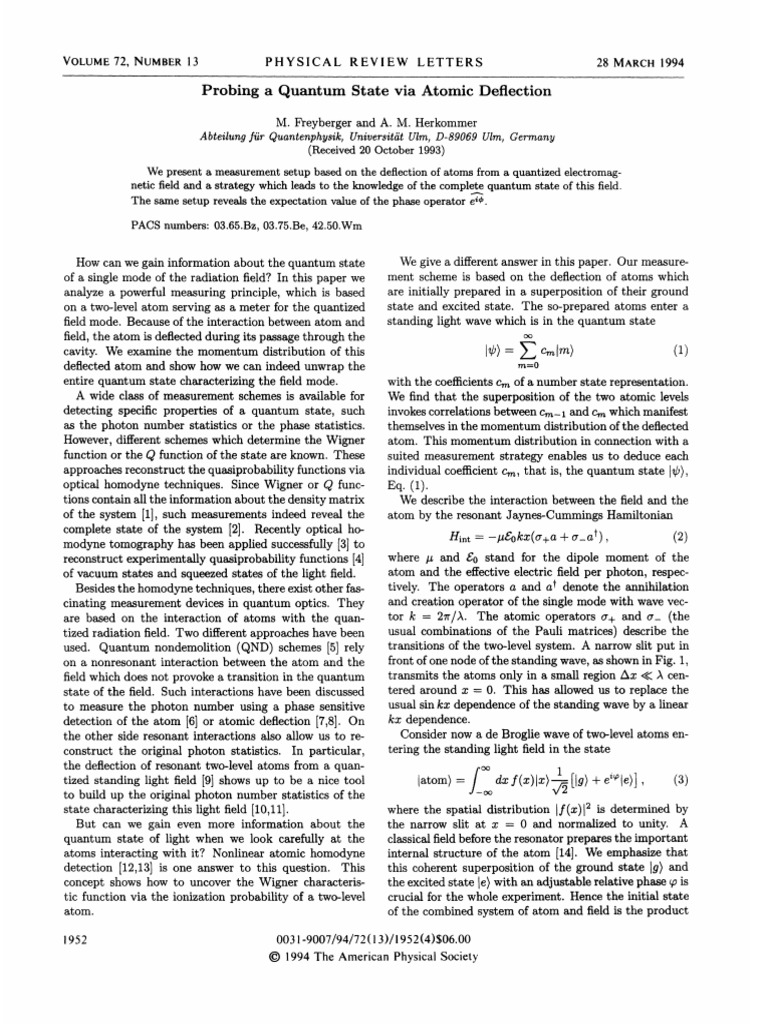 1994 Freyberger Herkommer | PDF | Photon | Atoms