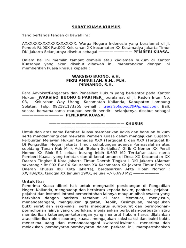 Contoh SK Penggugat PMH Perdata | PDF