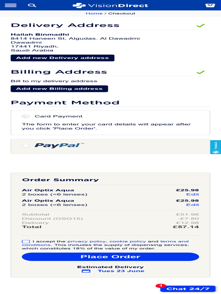 Checkout Vision Direct UK | PDF