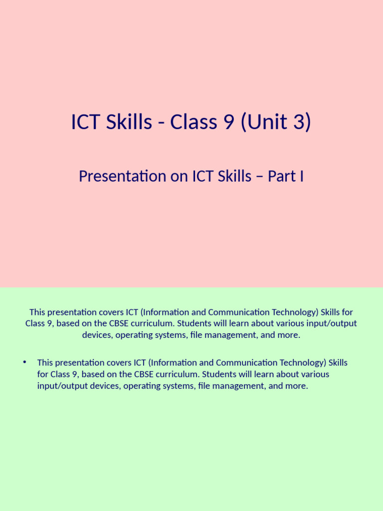 ICT Skills Class9 Colorful Theme | PDF | Computer File | Operating System