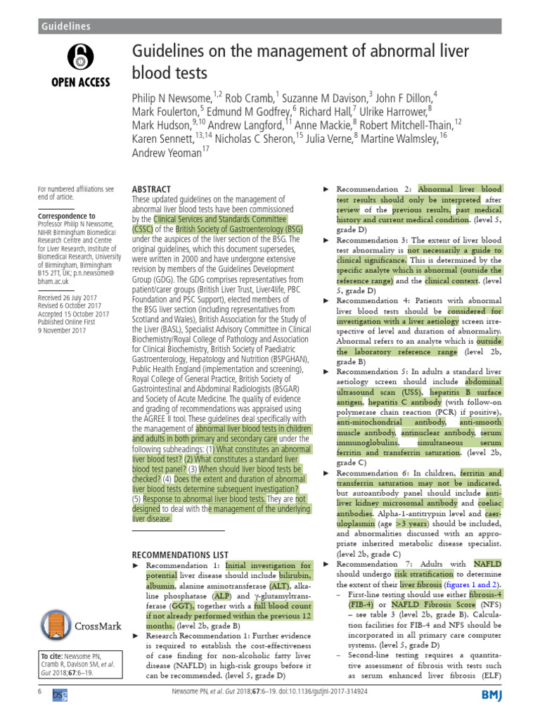 Guidelines On The Management of Abnormal Liver | PDF | Cirrhosis ...