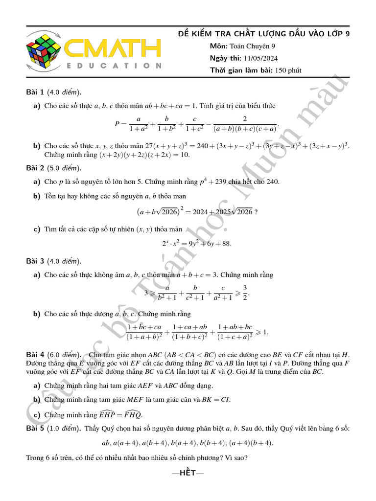 (Cmath Test) 9 Chuyên | PDF